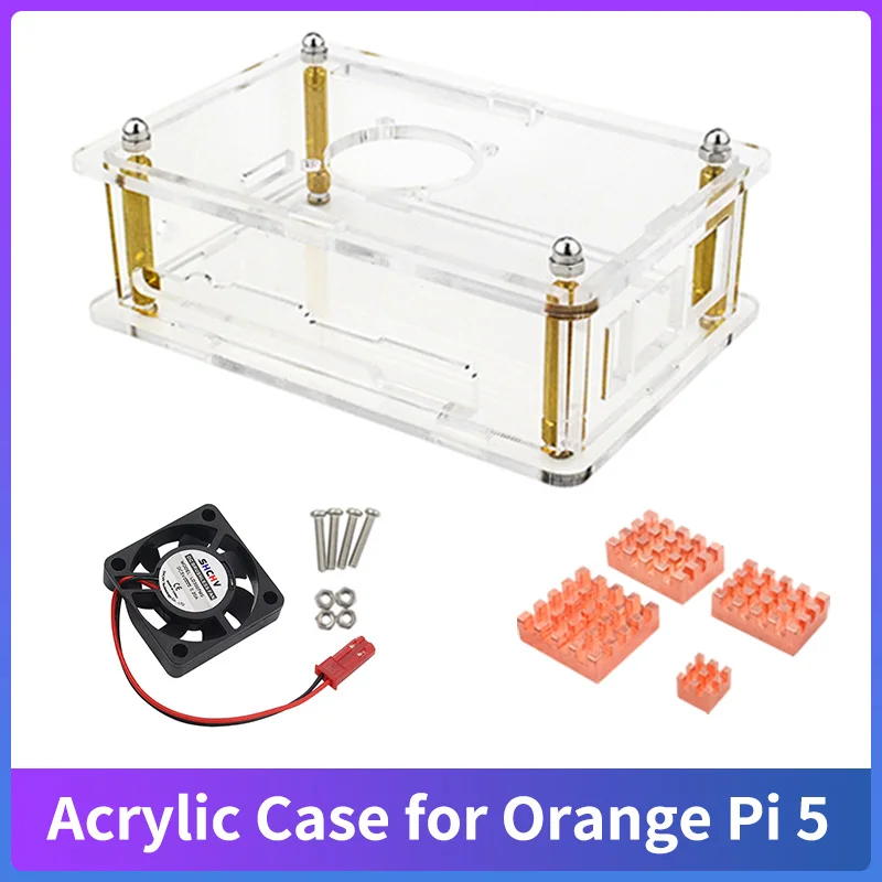 Orange Pi 5 Acrylic Case Transparent Enclosure Optional Copper Aluminum ...