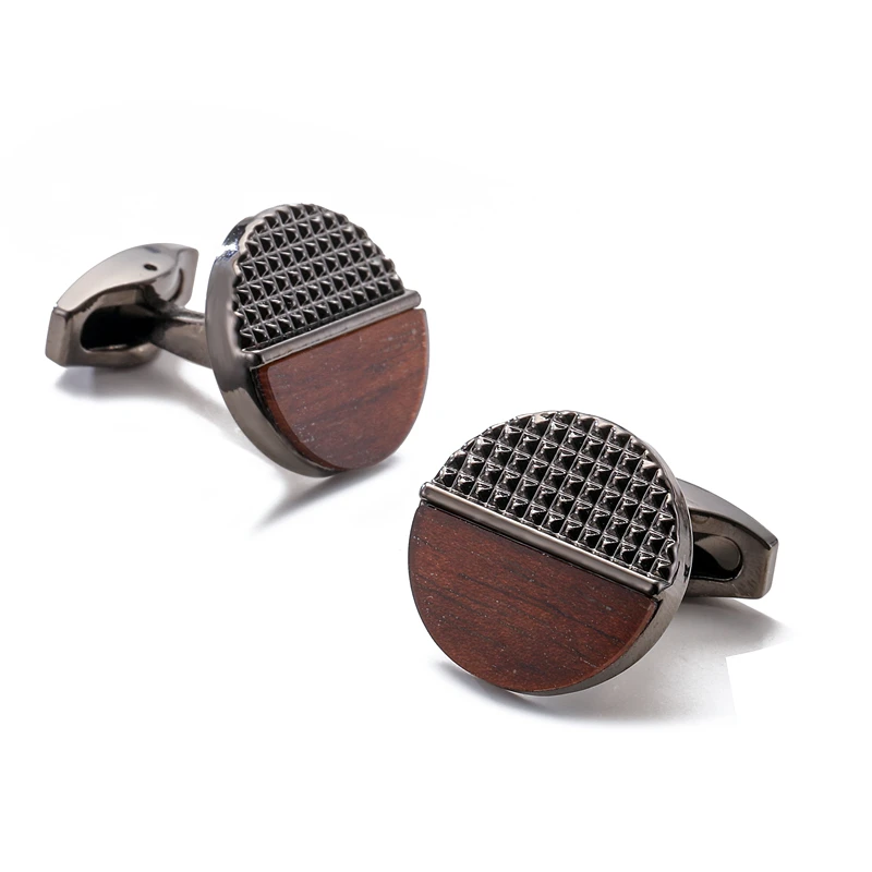Classic-men-s-French-shirt-cufflinks-high-quality-Black-round-rosewood ...