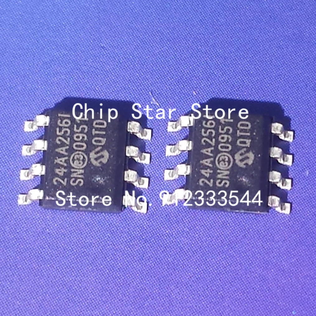 1 100pcs 24AA256 I/SN 24AA256T I/SN 24AA256 EEPROM SOIC8 256 Kbit 32K x 8bit Serial I2C (2 Wire ...