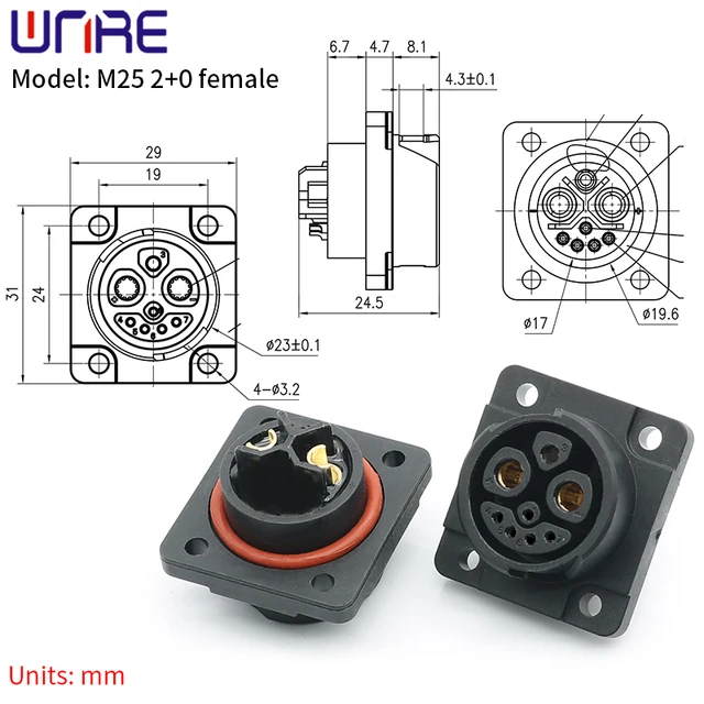 M25 E-BIKE Battery Connector IP67 Scooter Socket 20A Charging Socket ...