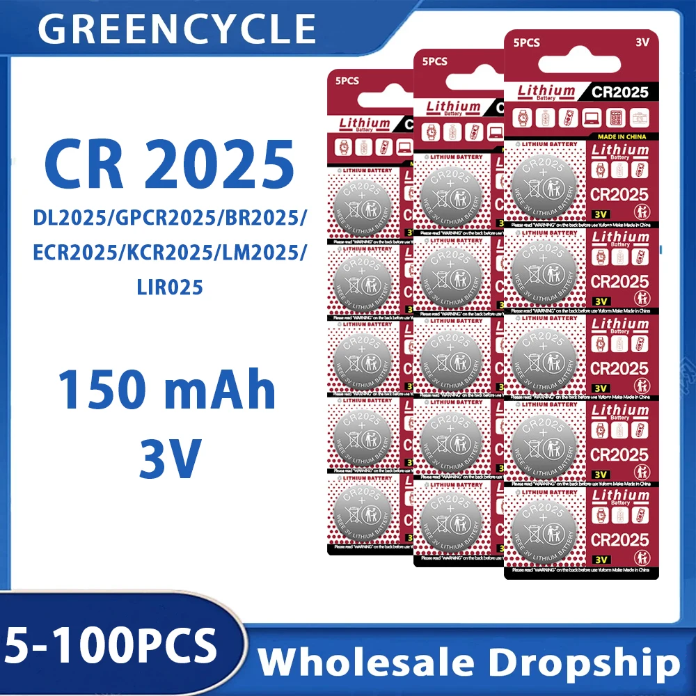 5-50Pcs-3V-CR2025-Lithium-Button-Battery-DL2025-BR2025-5003LC2025 ...