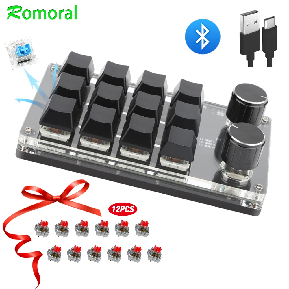 USB Custom Keyboard Volume Button Knob Programming Macro Gaming Photoshop Hotswap Keypad ...