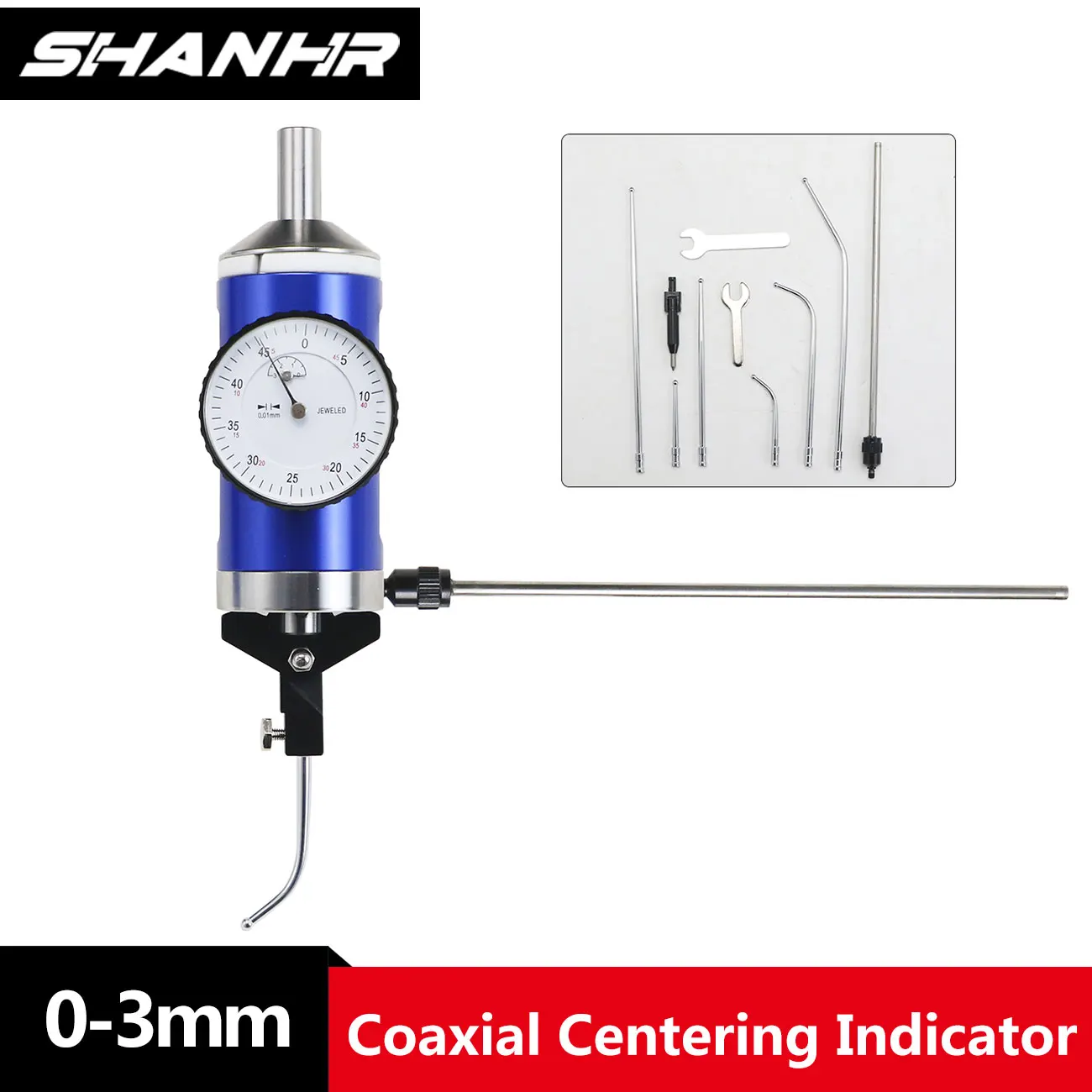 SHANHR Coaxial Indicator Set,0-3mm 0.01mm Coaxial Centering Indicator ...