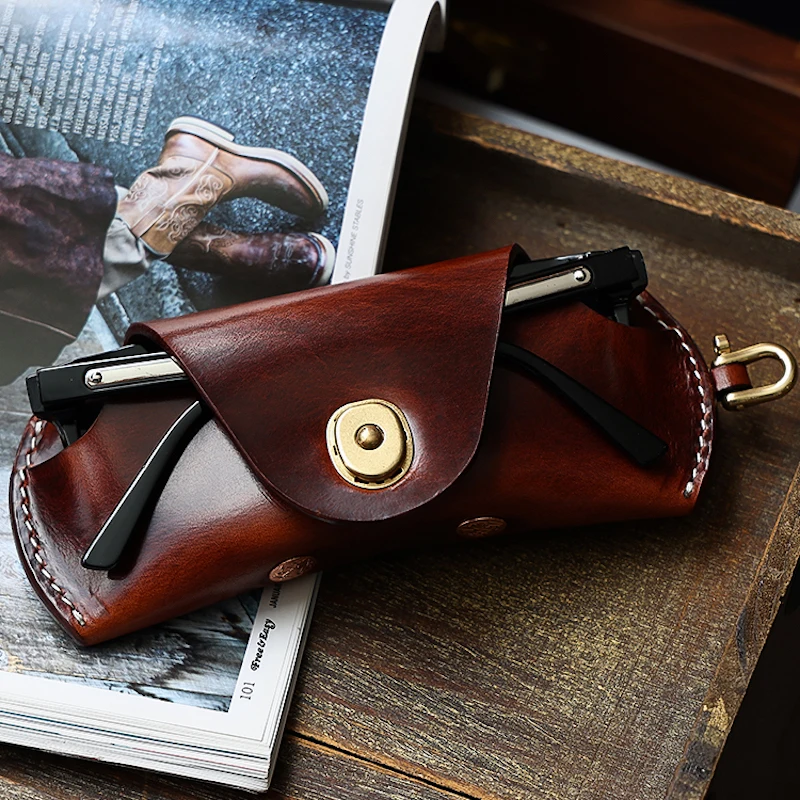 Hand-made-Genuine-leather-eyeglass-holder-stand-Portable-eyewear-bag ...