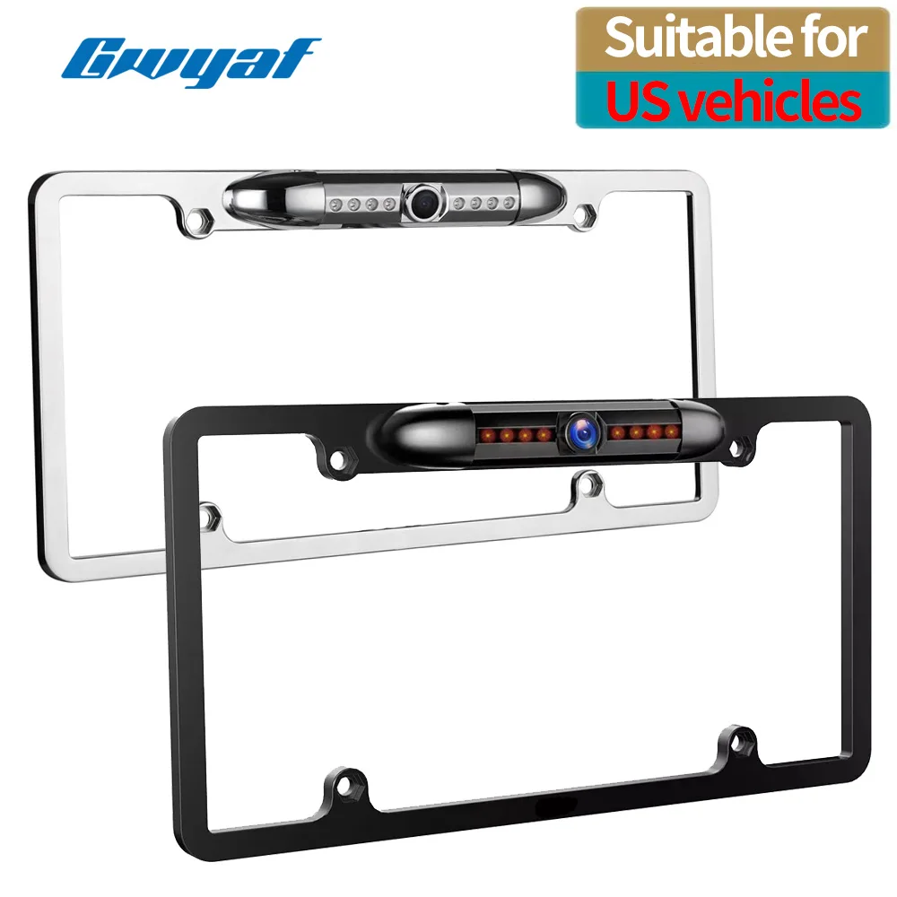American-License-Plate-Black-Silver-Frame-Backup-Camera-CCD-Night ...