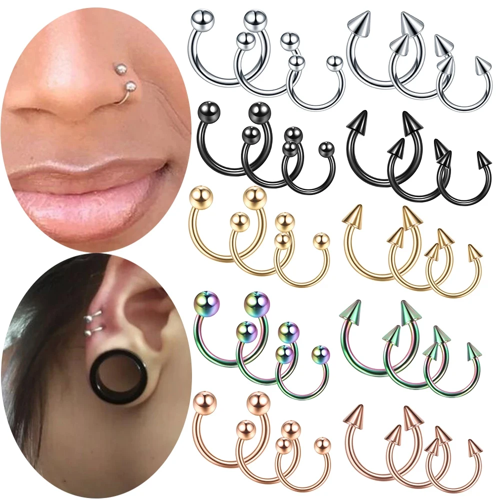 Piercings circulares de acero para labio, ceja, nariz, tabique, aro ...