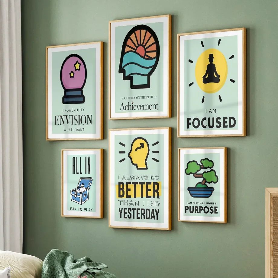 Positive-Quotes-Funny-Game-Posters-Prints-Retro-Abstract-Wall-Art ...