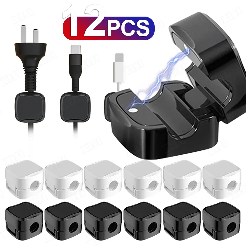 1-6-12PCS-Magnetic-Cable-Clip-Cable-Smooth-Adjustable-Cord-Holder-Under ...