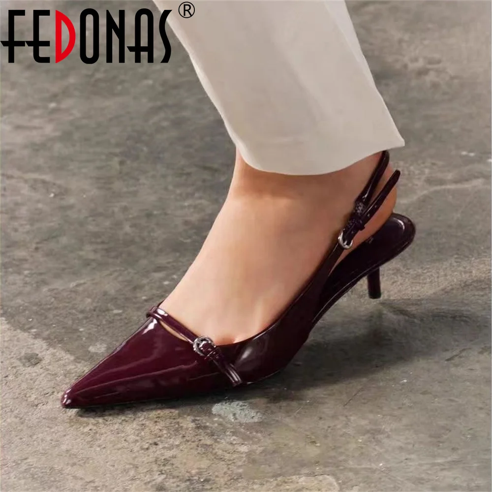 FEDONAS-2024-New-Women-Genuine-Leather-Pumps-Slingbacks-Kitten-High-Heels-Party-Wedding-Shoes ...