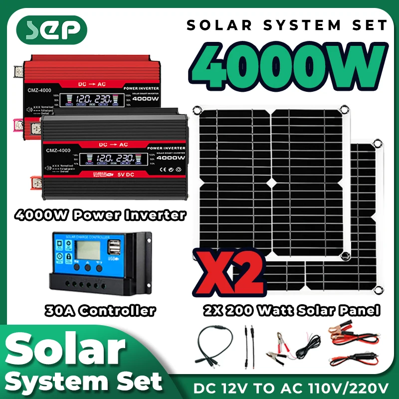 Kit-Solar-12v-220v110v-4000w-Inverter-200w-Solar-Panel-220v-Full-Set ...
