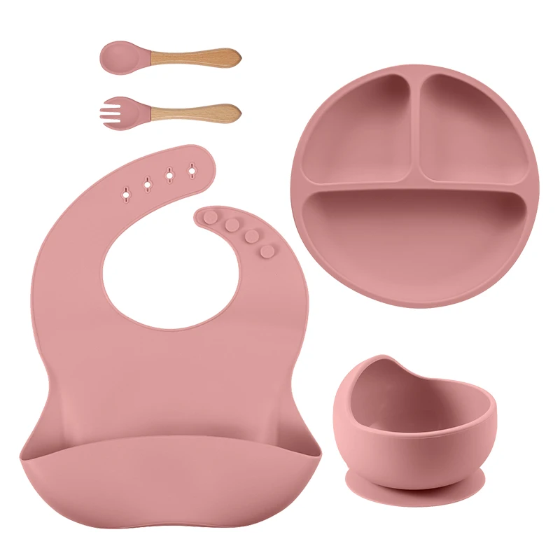 BPA Free Baby Silicone Tableware Set with Divided Baby Plates Feeding ...