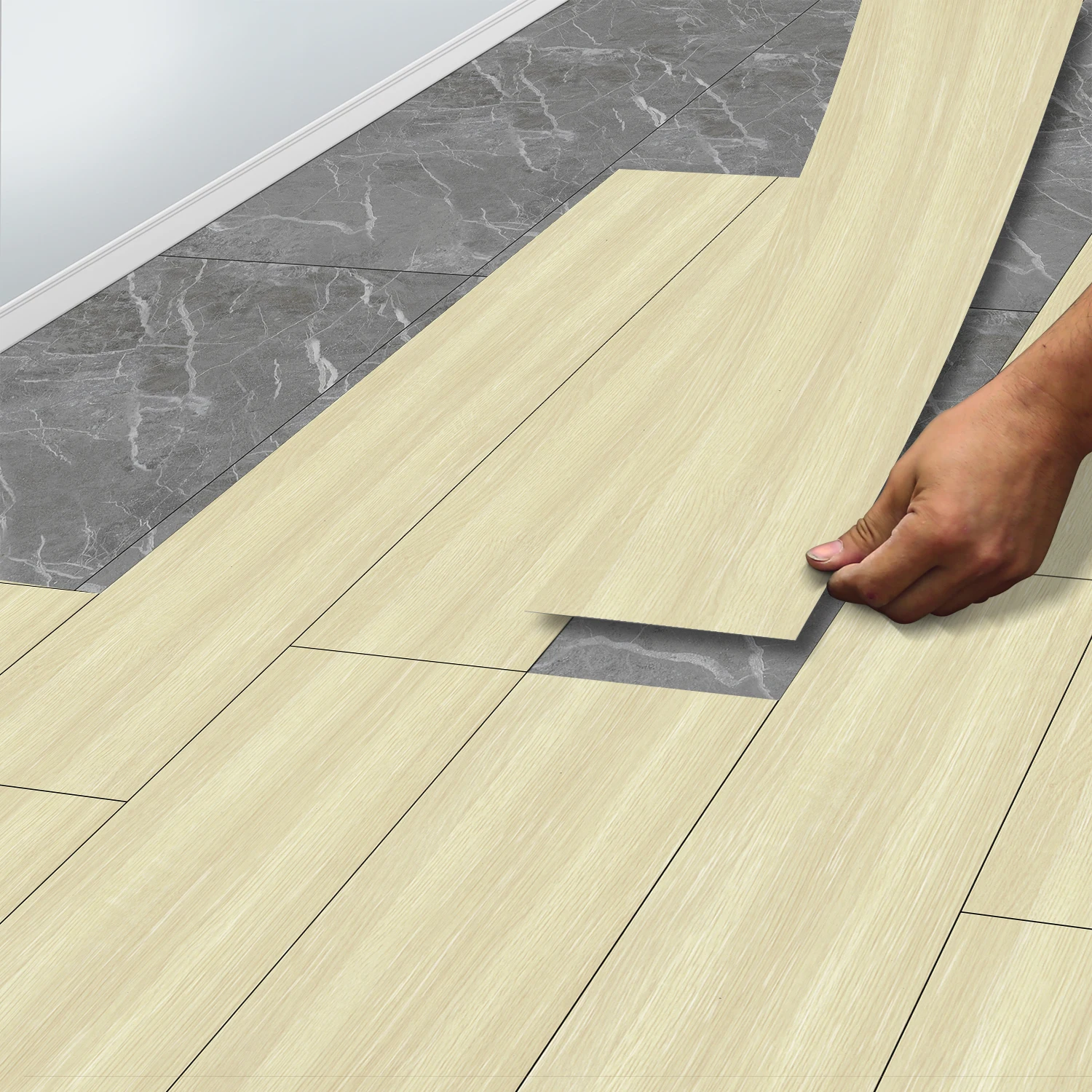 1Roll-Resistant-Peel-And-Stick-Waterproof-Vinyl-Adhesive-Floor-Stikers ...