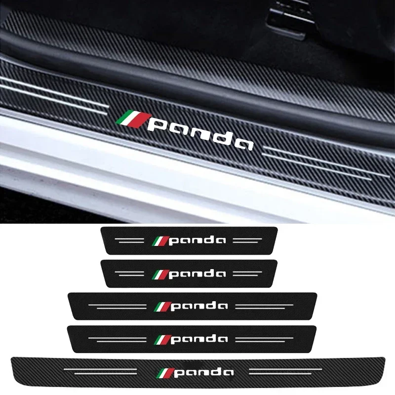 Car Styling for Fiat PANDA Logo Door Threshold Decals Carbon Fiber ...