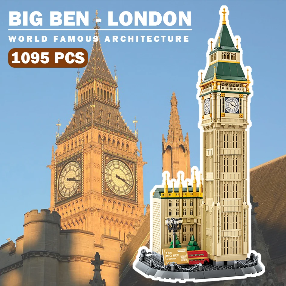 1095 PCS MOC World Famous Architecture London Big Ben Building Blocks ...