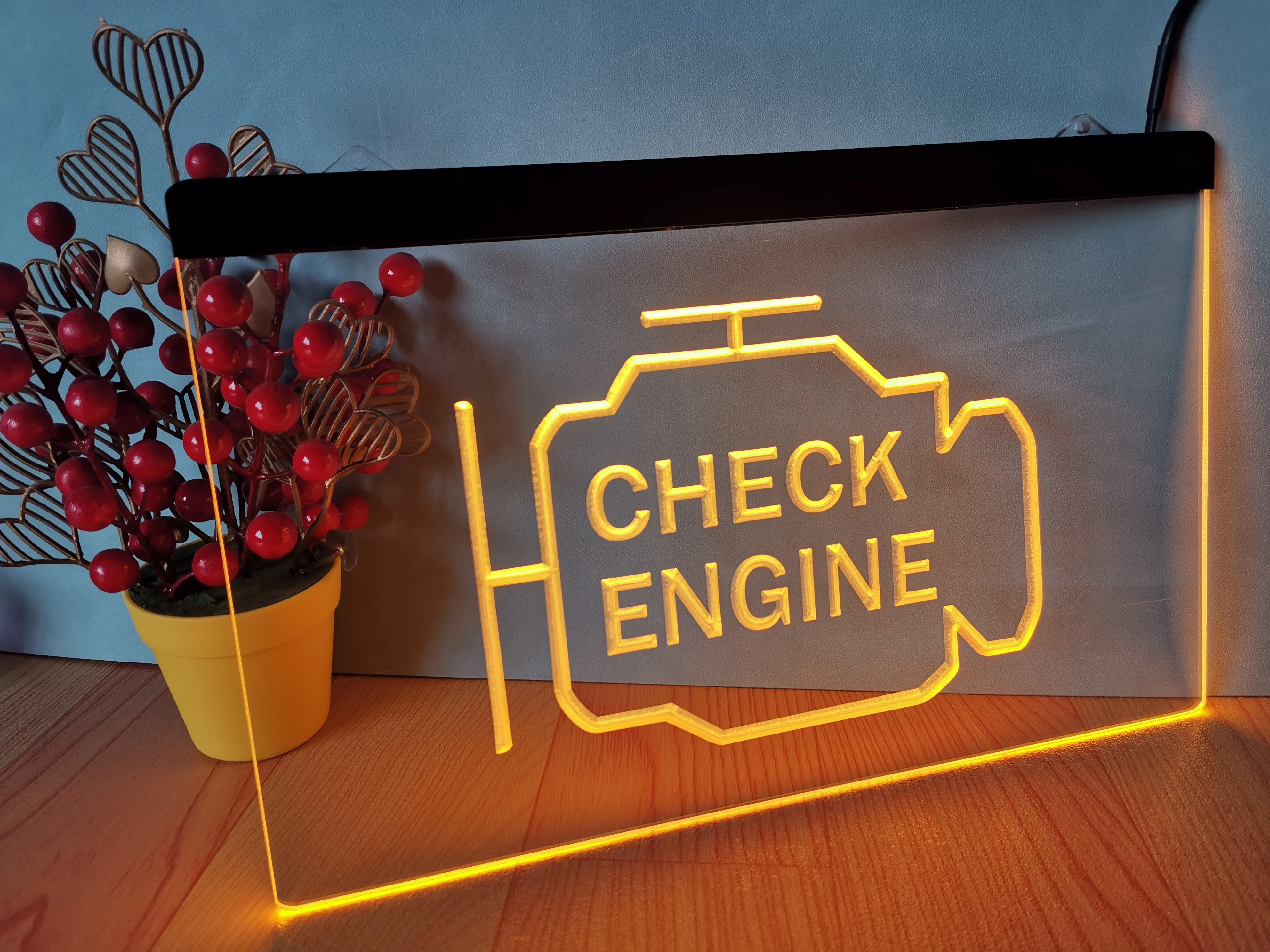Check Engine Neon Sign LED Neon Wall Light Wall Decor Light Up Neon ...