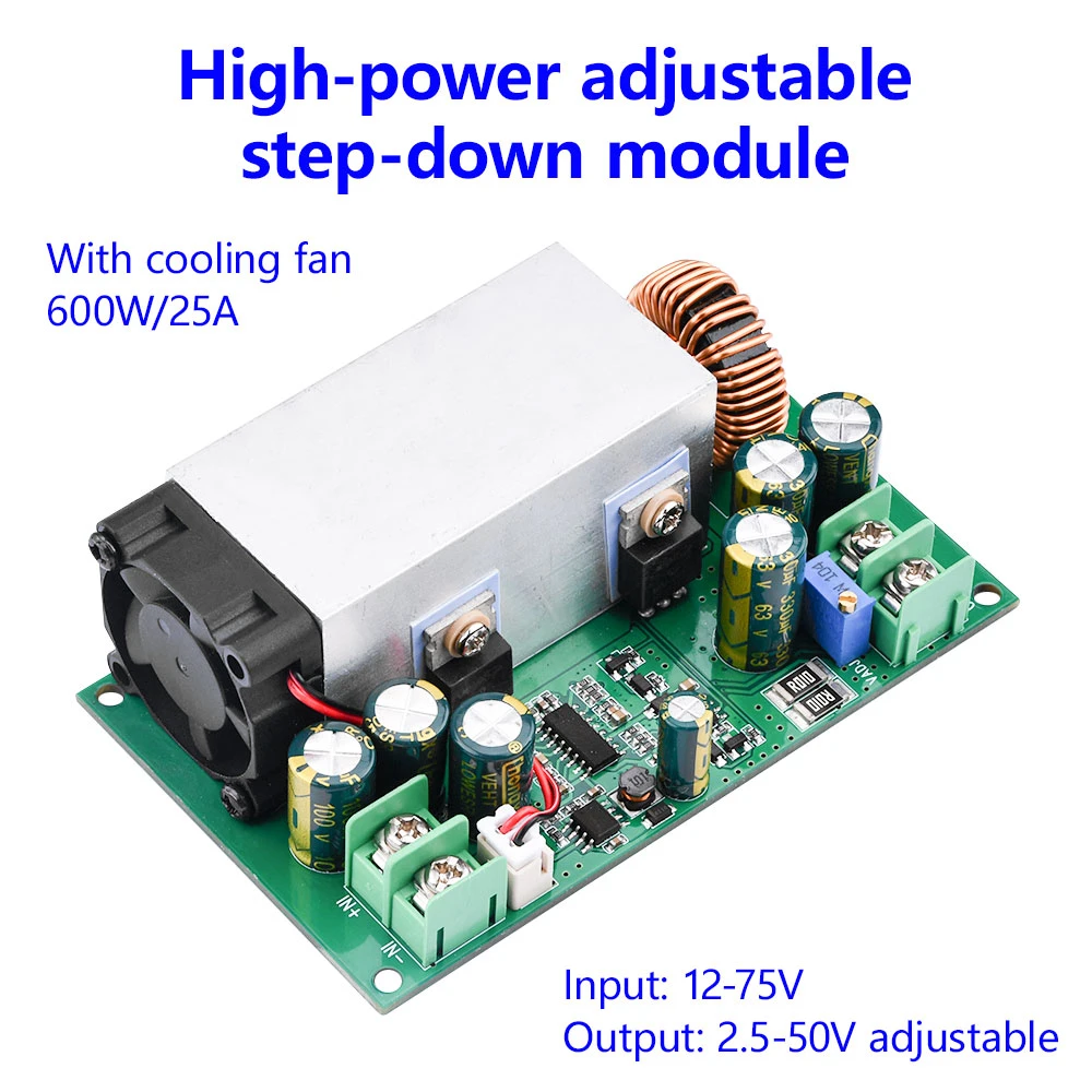 600w 25a Dc-dc 12-75v To 5v 19v 21v 24v 48v Adjustable Step Down Power Supply Module Adjustable ...