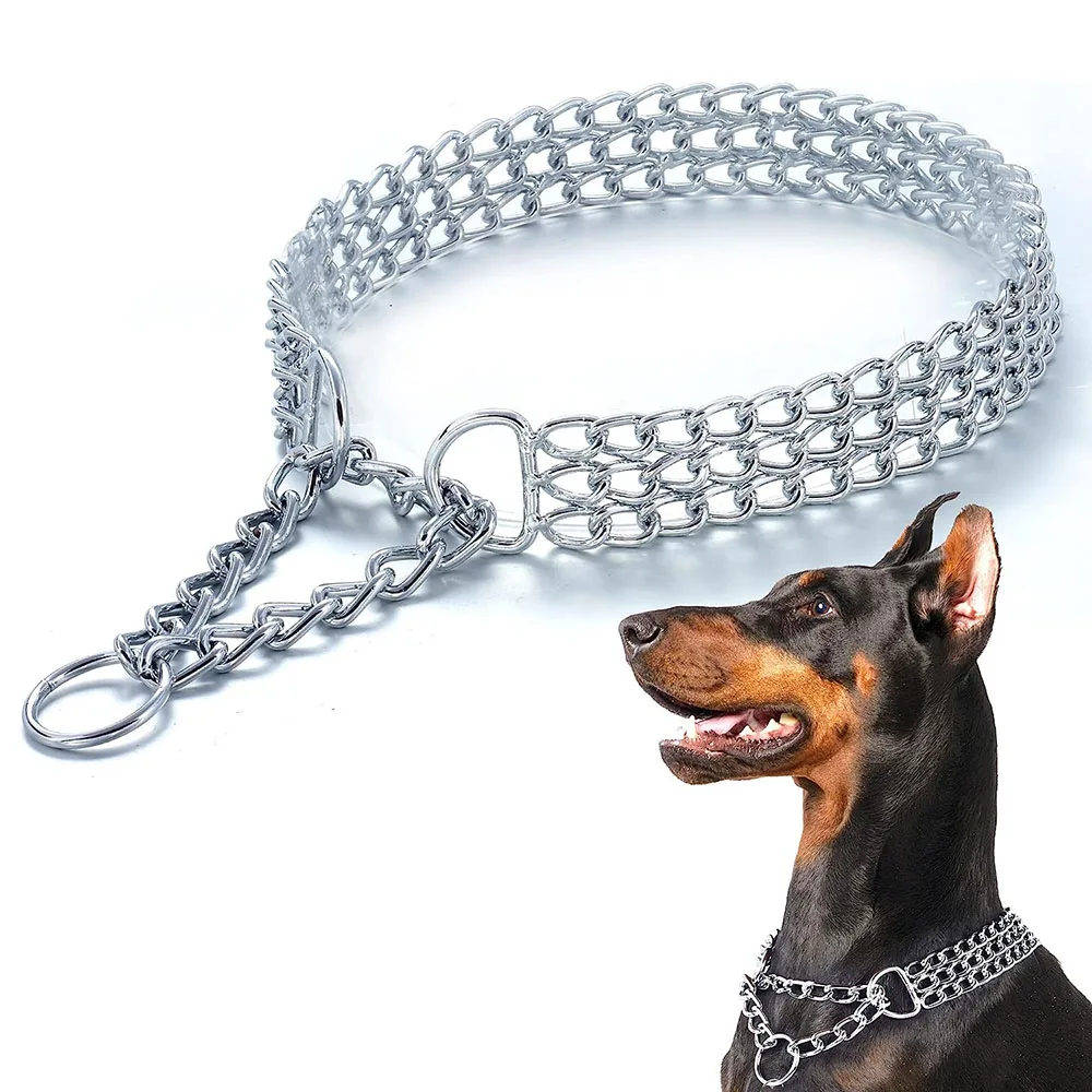 Strong-Dog-Chain-Collar-Chew-Proof-Triple-Row-Chain-Dog-Collar ...