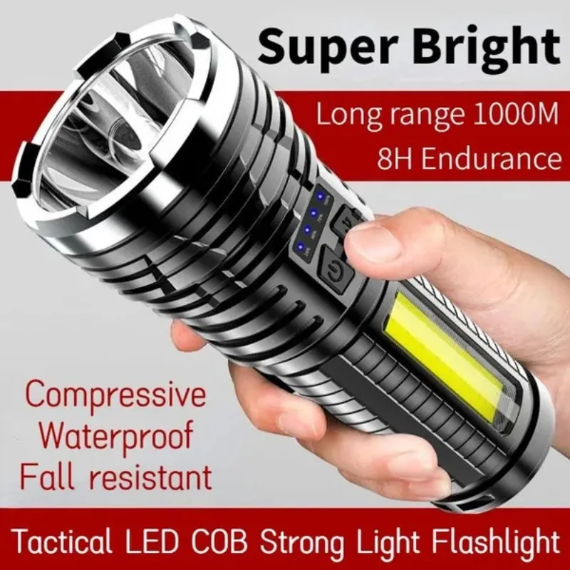 Multifunctional-Flashlight-LED-COB-Powerful-Torch-Light-Portable ...