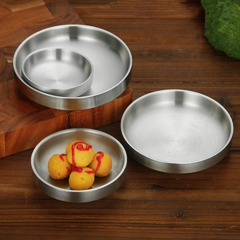 Flat-304-Stainless-Steel-Dish-Plate-Cooking-Bowls-Thickened-Dinner ...