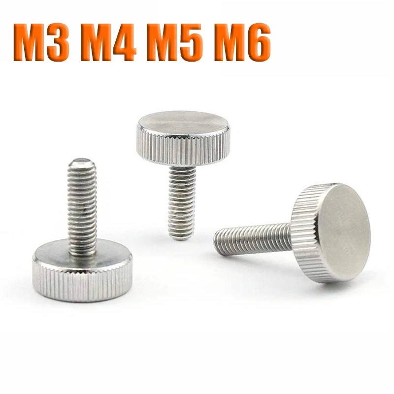 M3 M4 M5 M6 Flat Head Knurled Thumb Screws GB835 Hand Grip Knob Bolts ...