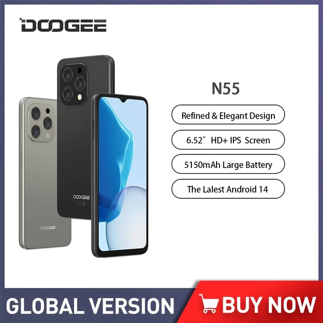 Global Version DOOGEE N55 Smartphone Android 14 6.56 Inch Octa Core 4GB ...