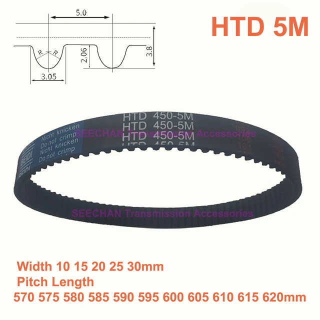 HTD 5M Synchronous Timing Belt C=1270/1290/1295/1300 Width, 46% OFF