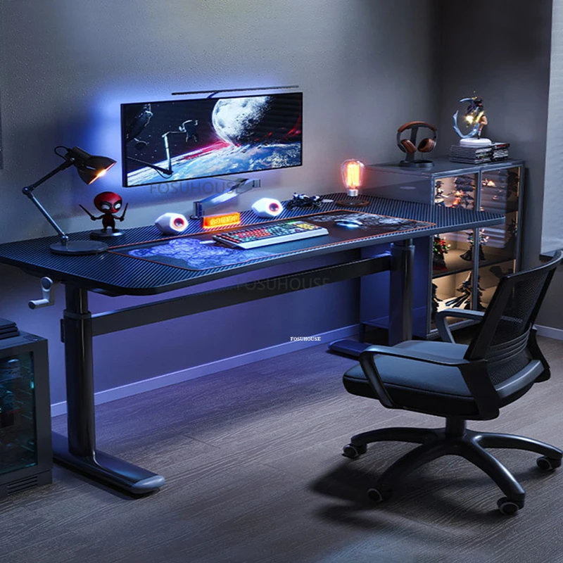 Simple-Carbon-Fiber-Gaming-Desk-Mesa-Gamer-Modern-Upscale-E-sports ...