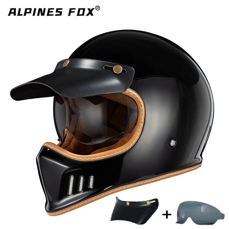 VOSS Fashion Vintage Cafe Racer Full Face Motorcycle Helmet, 44% OFF