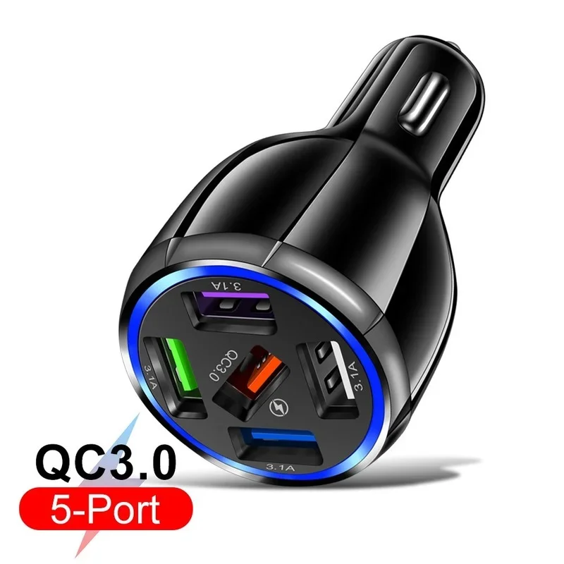 Car-Charge-15A-5-Ports-USB-Quick-Mini-LED-Fast-Charging-For-iPhone-12 ...