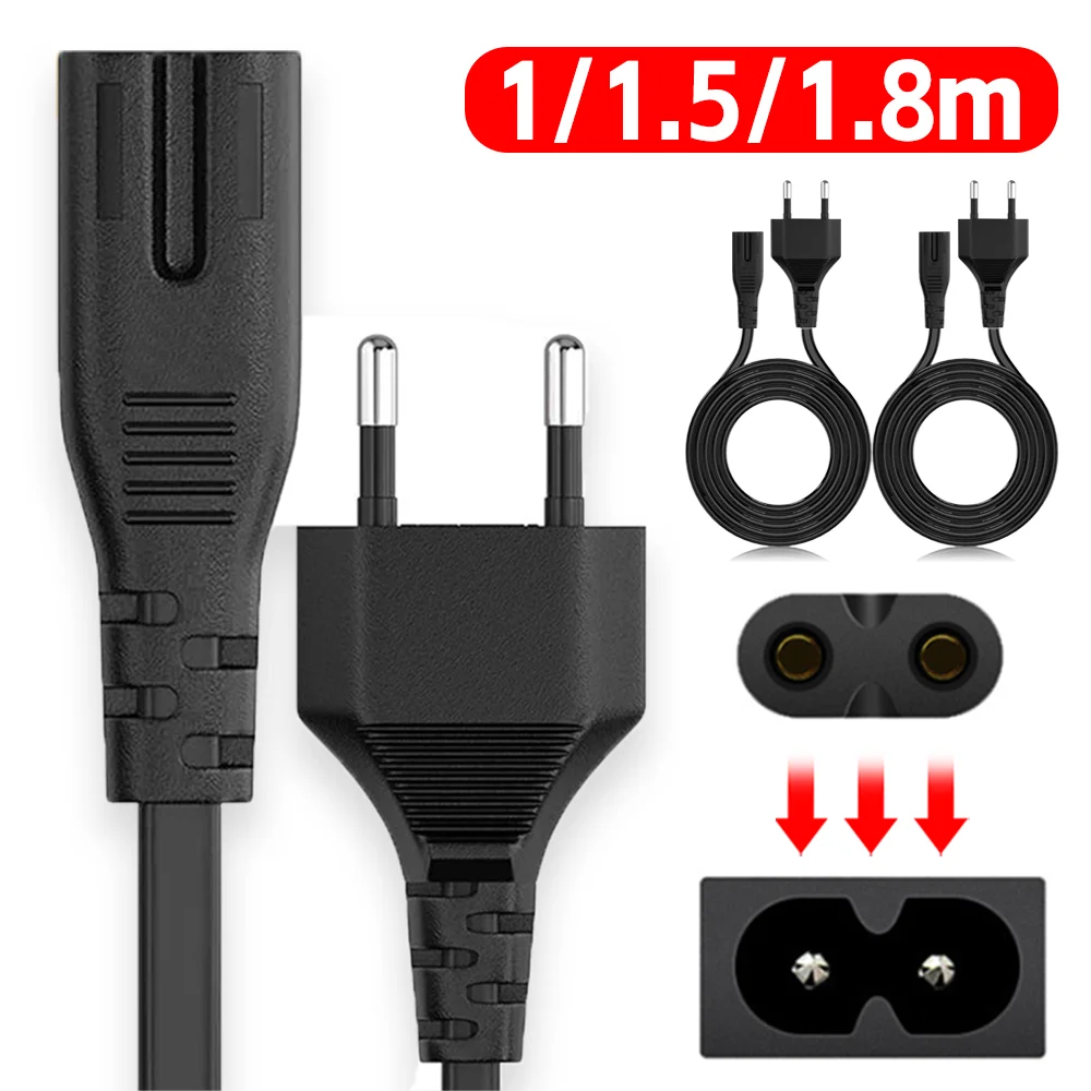 European 2 Pin To C7 Power Cord EU Plug 2-Prong AC Supply Cable Plug ...