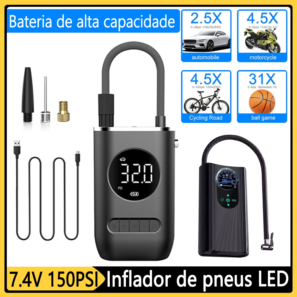 Bomba-de-Pneu-Auto-Propelido-Carro-Port-til-Bomba-El-trica-Compressor ...