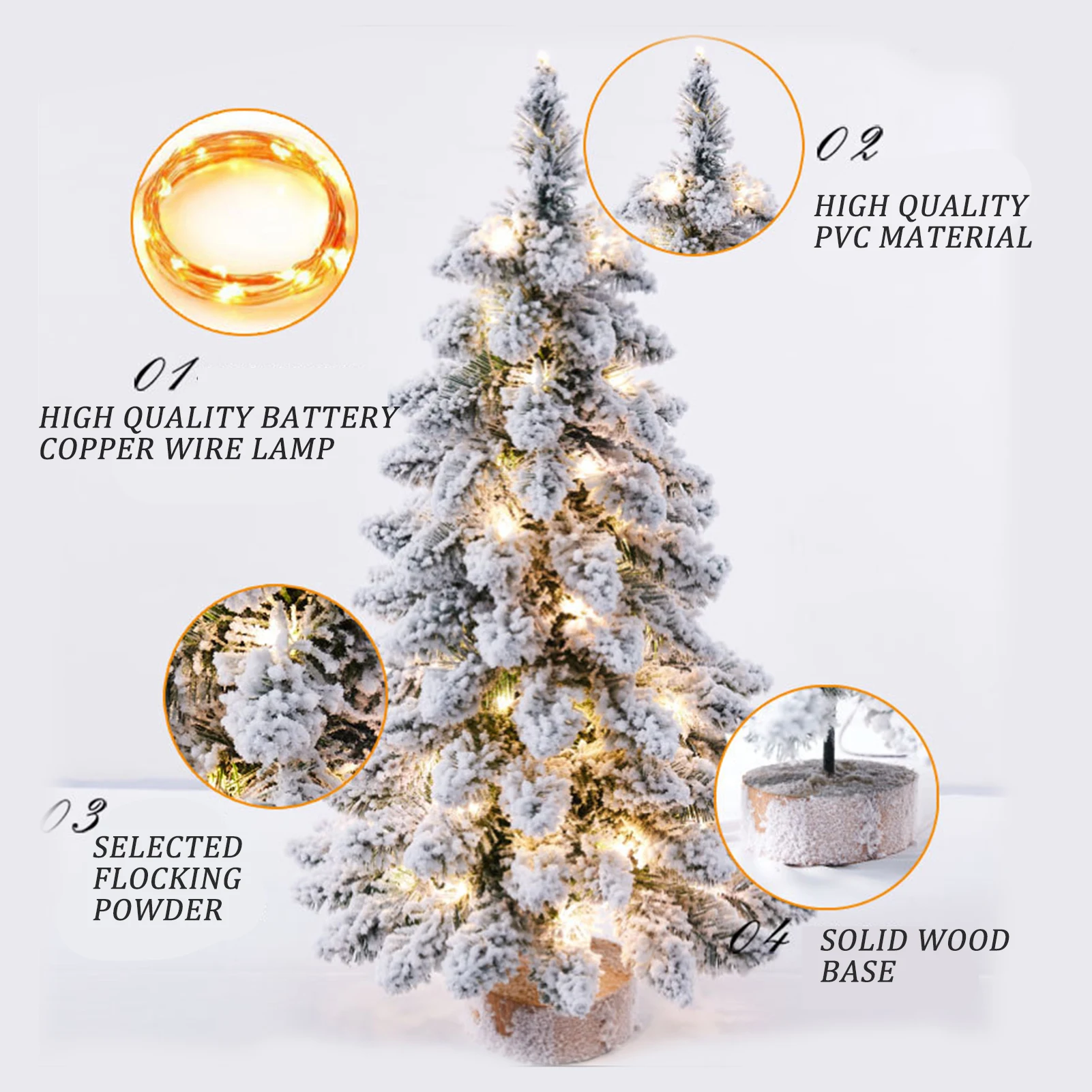 45cm-Tabletop-Christmas-Tree-Ornament-Small-Flocking-Mini-Tree ...