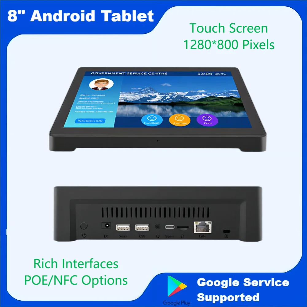 8 Inch Android POE Tablet Customer Feedback Signature PAD with Touch Screen POS Smart Terminal ...