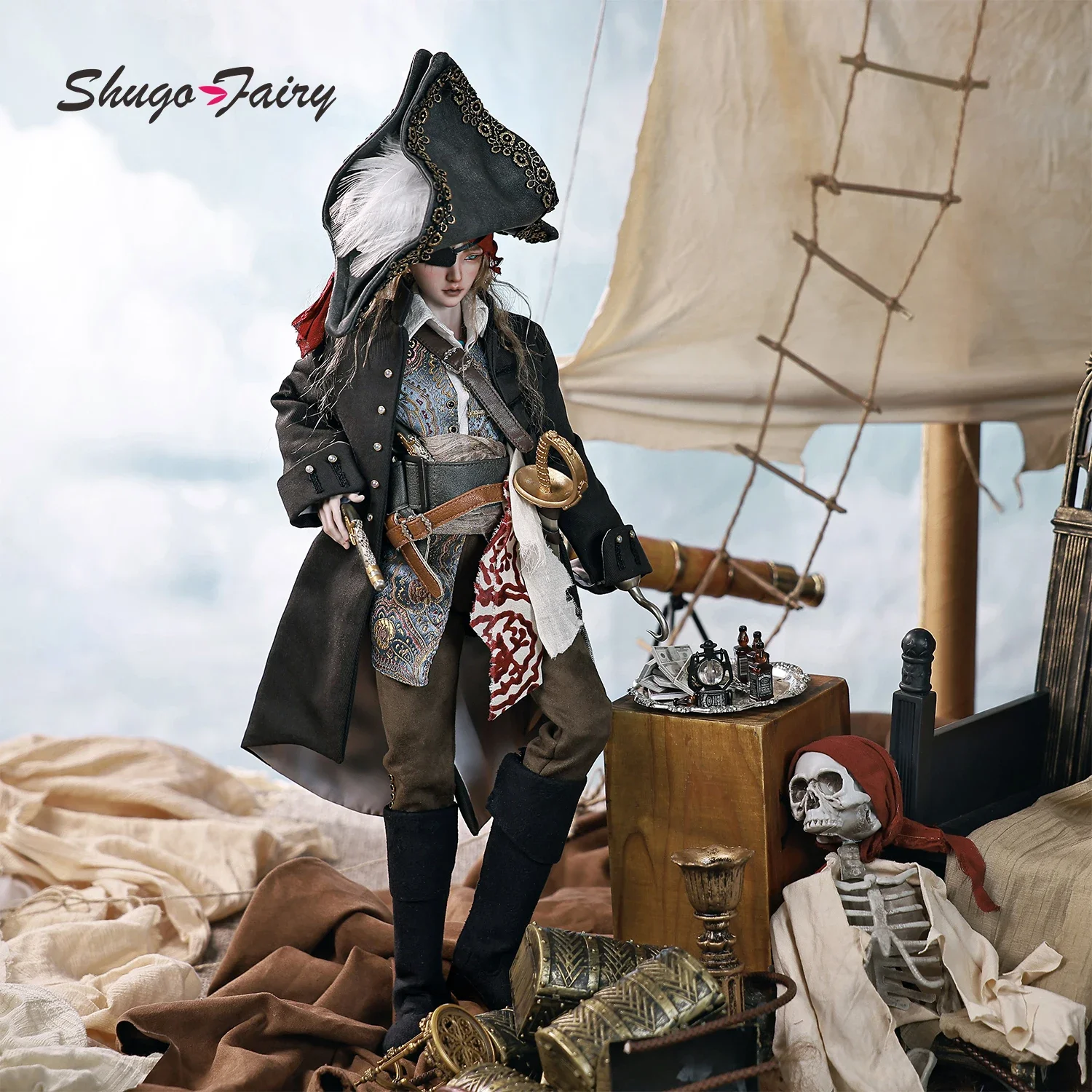 ShugaFairy Helios Bjd Doll 1/4 Bubo Body Middle Ages Sea Warrior Pirate Captain Hook Moveable ...