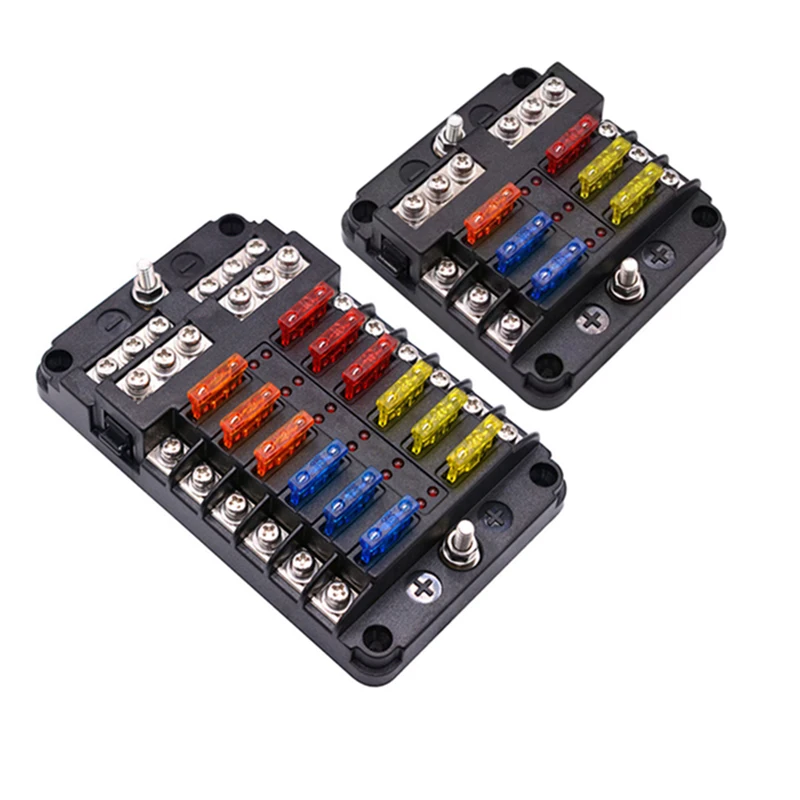 12V-32V-Fuse-Box-Holder-With-Plastic-Cover-M5-Stud-6-Ways-12-Ways-Blade ...