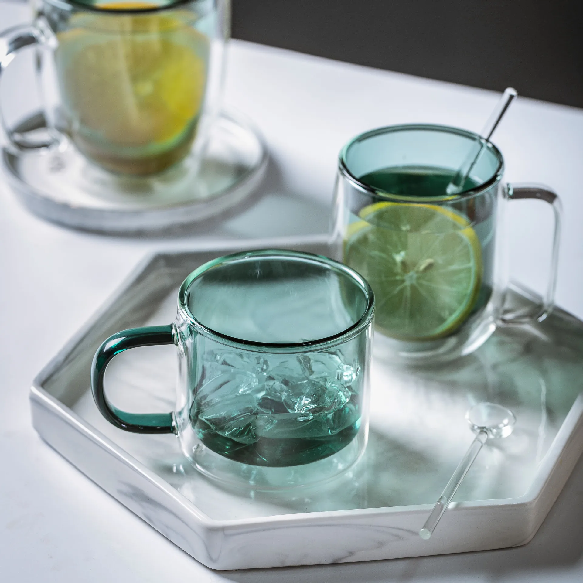 Double-Layer Anti-Scald Color Glass with Handle, Creative Heat ...