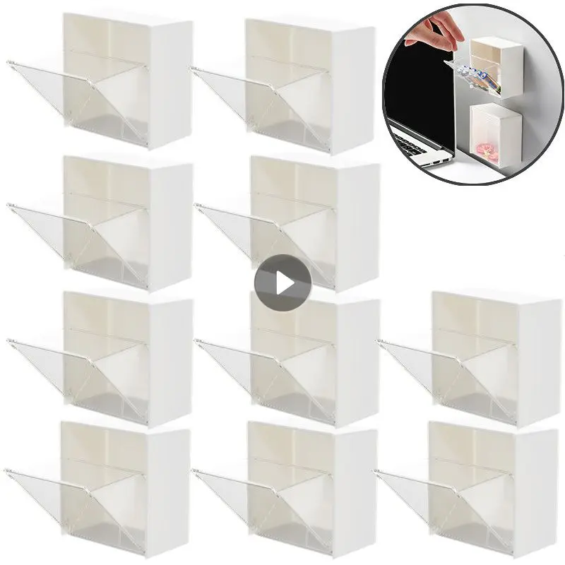 Flip-Storage-Box-Wall-Mounted-Transparent-Punch-Free-Adhesive-Small ...