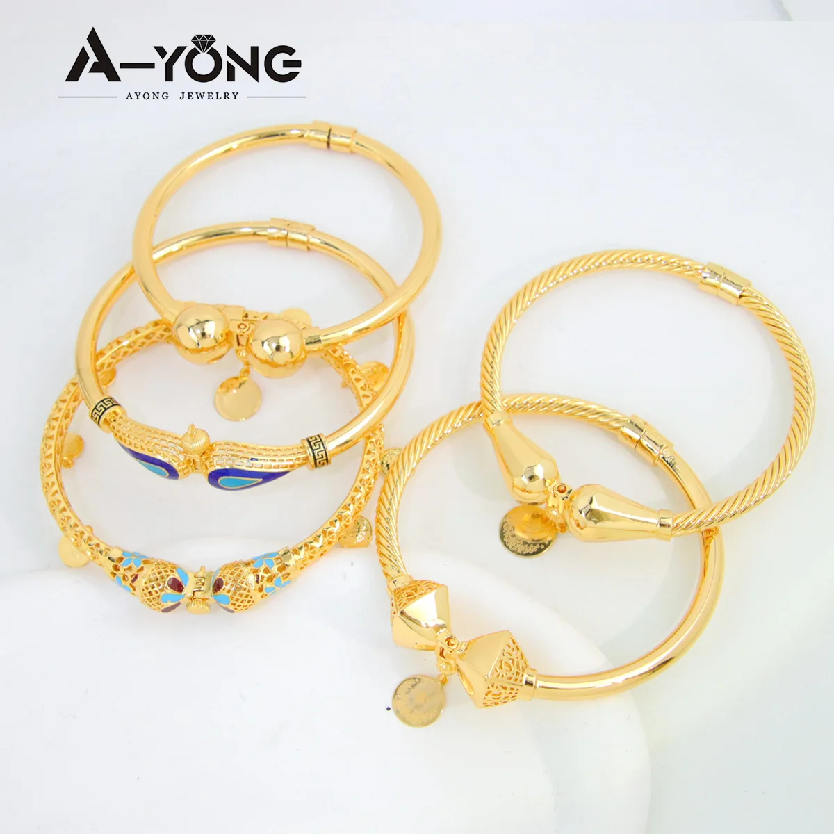 Dubai Luxury Gold Color Ankle Bracelet 21k Copper Gold Plated Bohemian Foot Bangles for Womens ...