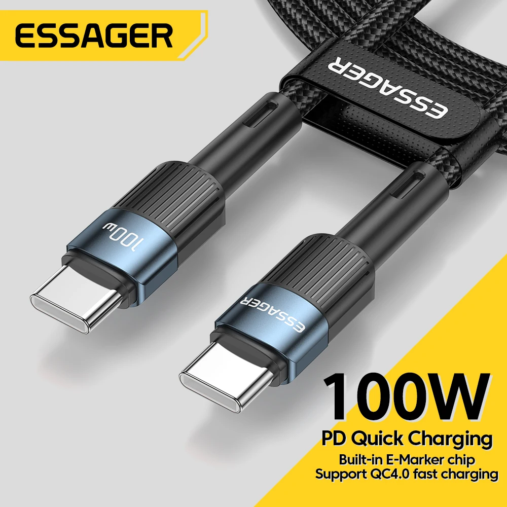 Essager 100w usb tipo c para usb c cabo USB-C pd carregador de carregamento rápido cabo de fio ...