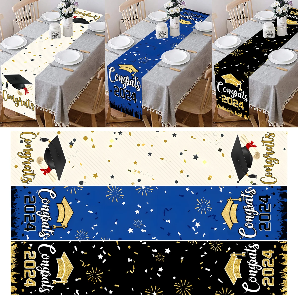 Happy-Graduation-Table-Runner-2024-congratulazioni-Grad-tovaglia-Banner ...