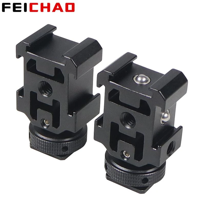Triple Cold Shoe Mount Bracket 1/4" Holes Extension For Dslr Nikon ...