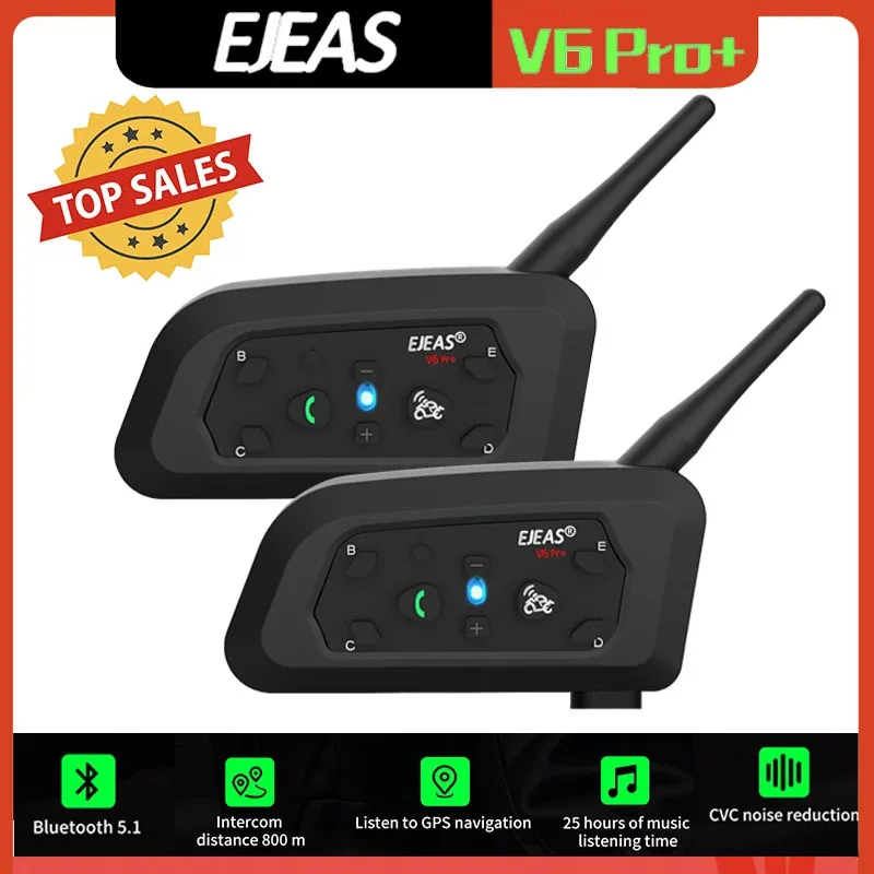 EJEAS-V6-PRO-Bluetooth-Motorradhelm-Intercom-Headset-mit-1200-m-BT ...