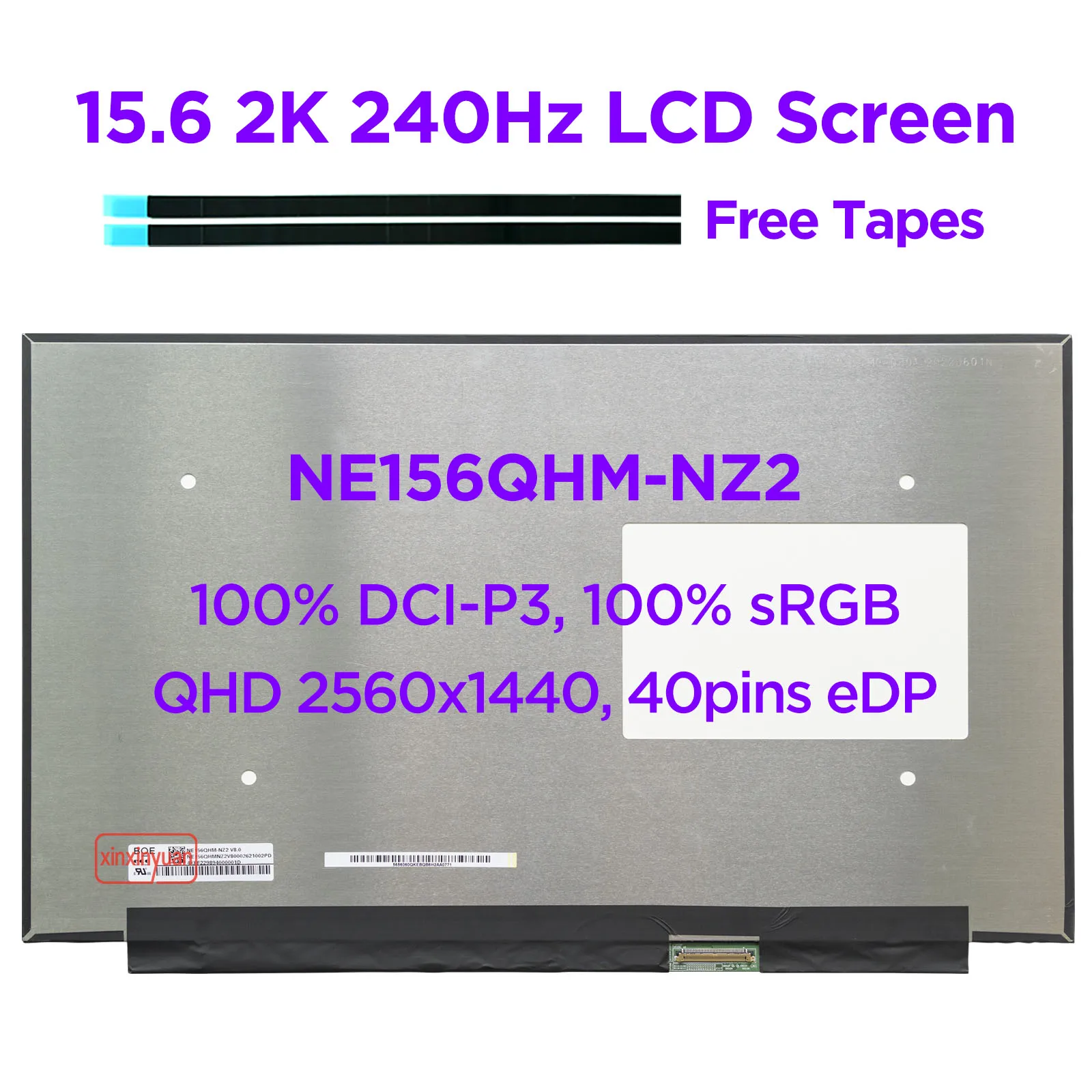 15.6" 2K 240Hz Laptop LCD Screen NE156QHM-NZ2 for ASUS G533 GA503 QHD 2560x1440 240Hz 100% DCI ...