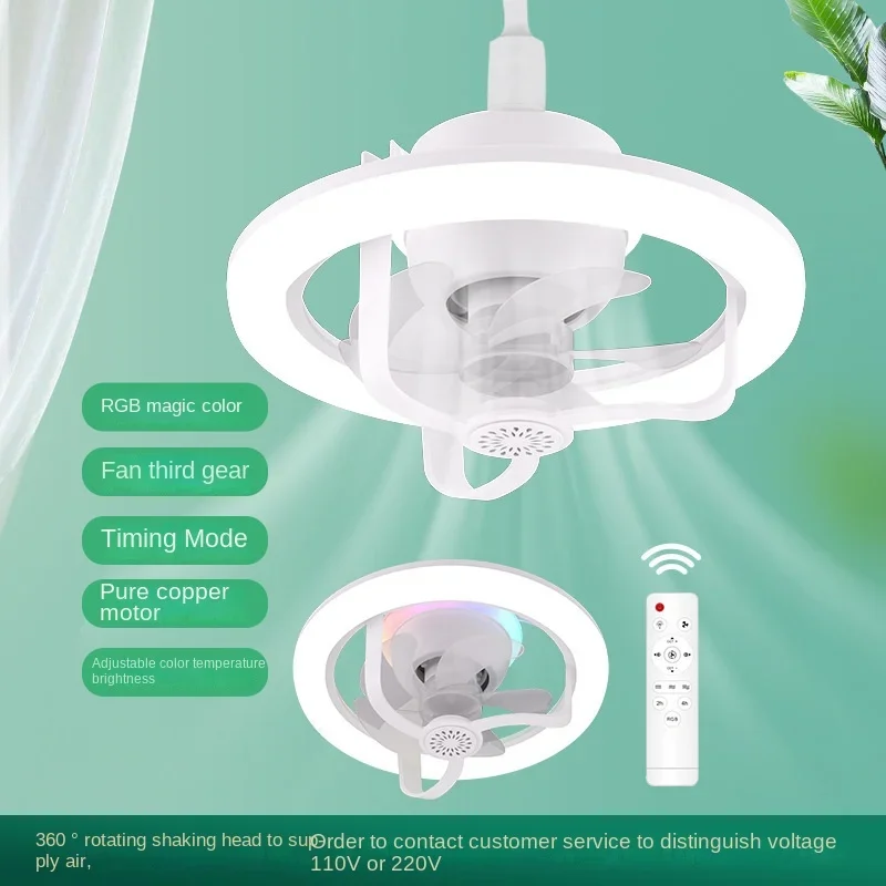 360-Rotating-Ceiling-Fans-Light-E27-Intelligent-Fan-with-Remote-Control ...
