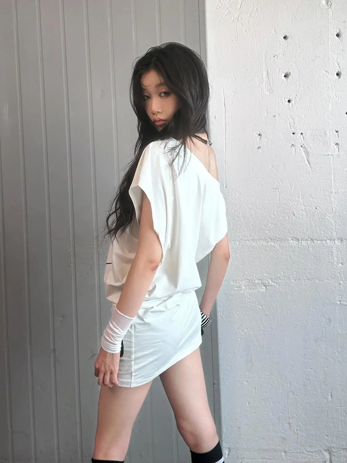 Streetwear Skew Collar Dress Harajuku Letter Print Y2k Aesthetic Sexy ...