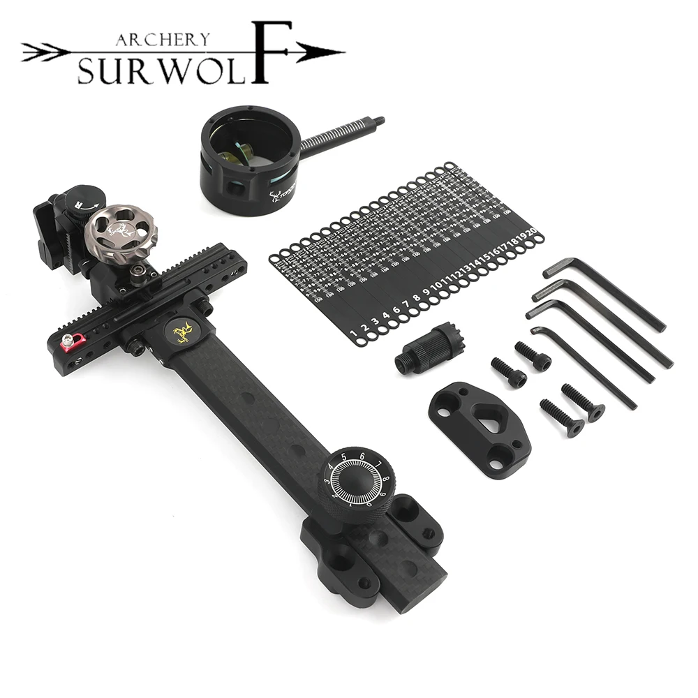 1pc Archery Bow Sight Single Pin 0.019" Optic with Adjustable Aiming ...