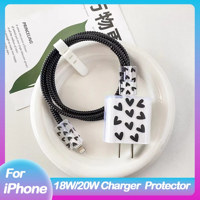 Black-Love-Bow-Charging-Data-Cable-Protector-Winder-Accessories-For ...