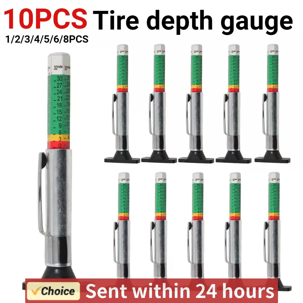 1-10PCS 25mm Car Tyre Tire Tread Depth Gauge Meter Caliper Thickness ...
