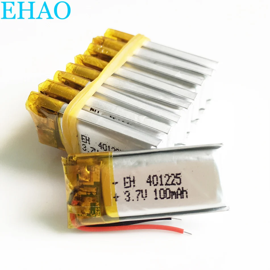 10 PCS 3.7V 100mAh 401225 Lithium Polymer LiPo Rechargeable Battery For ...