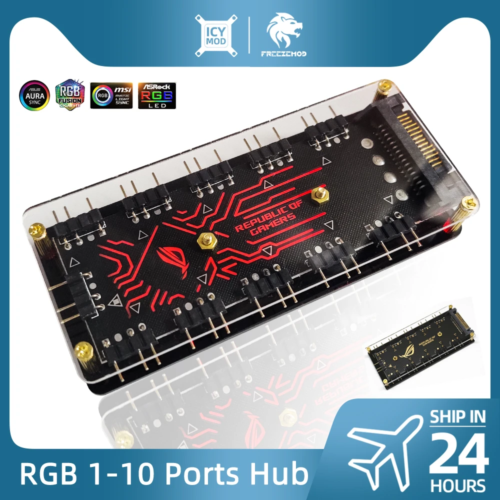Rog Rgb Hub 1-10 1-6 Splitter 5v 3pin Sata Power Supply Lighting Panel ...